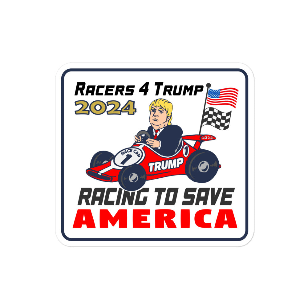 Trump Race Car #1 "Racing to Save America" Bubble-free stickers – Kart ...